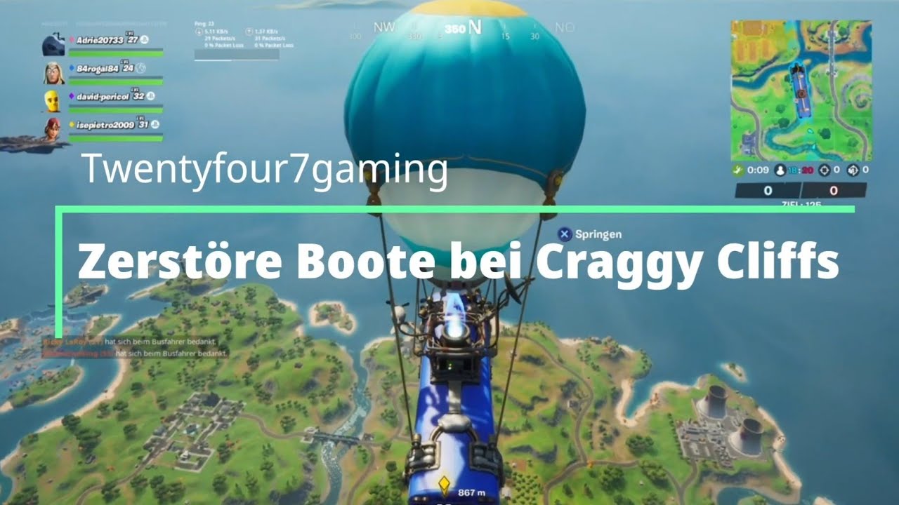 Zerstöre Boote bei Craggy Cliffs!|Fortnite Challenges Season 4 Chapter ...