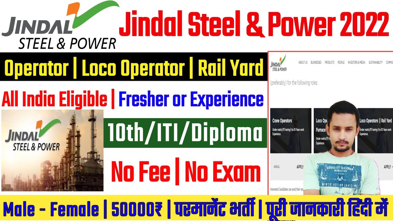 Jindal Steel & Power Recruitment 2022 | Jindal Steel Crane Operator Job ...