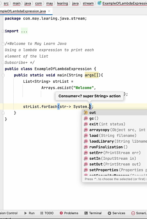 Java - lambda expression to print each element of the list #java #coding #java8stream - YouTube