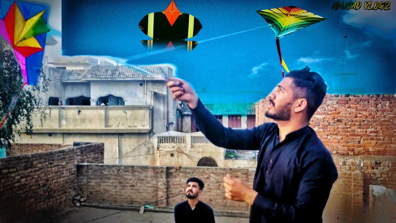 Flying kites in Pakistan 😱 kite flying with friends enjoy 🤣... kite ...