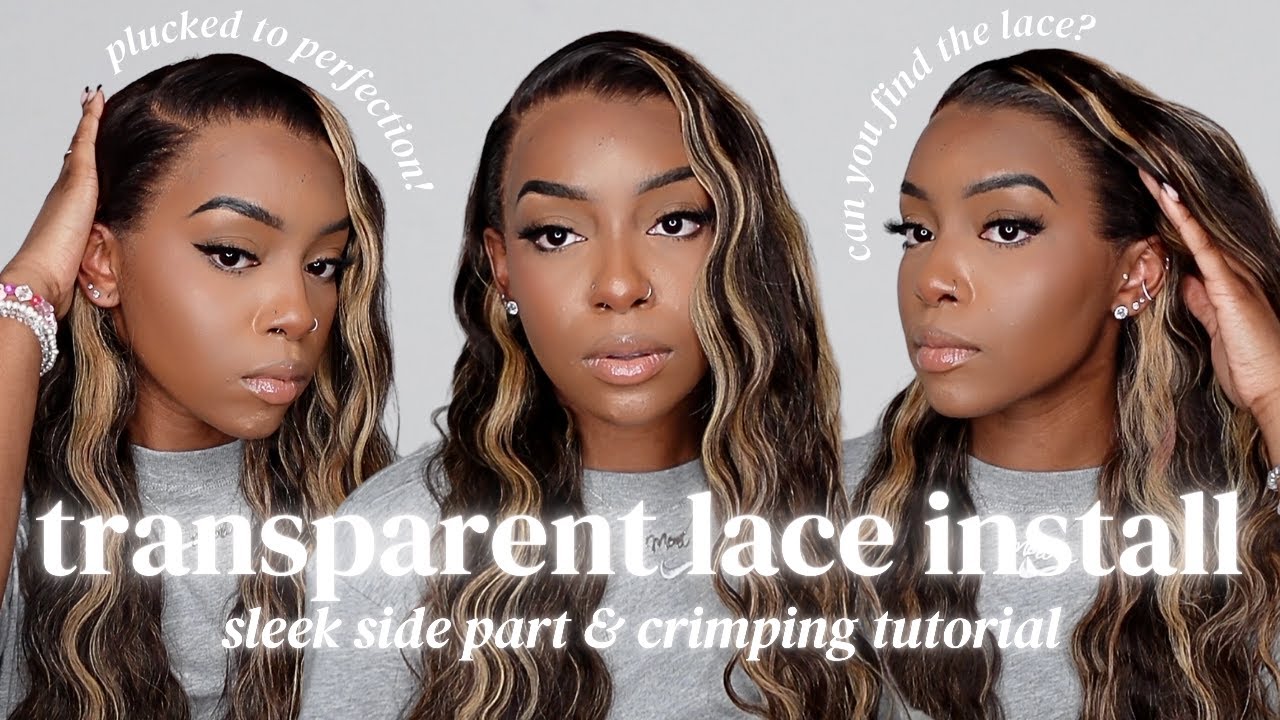 How to Melt TF Outta Your Transparent Lace! Sleek Side Part & Crimp ...