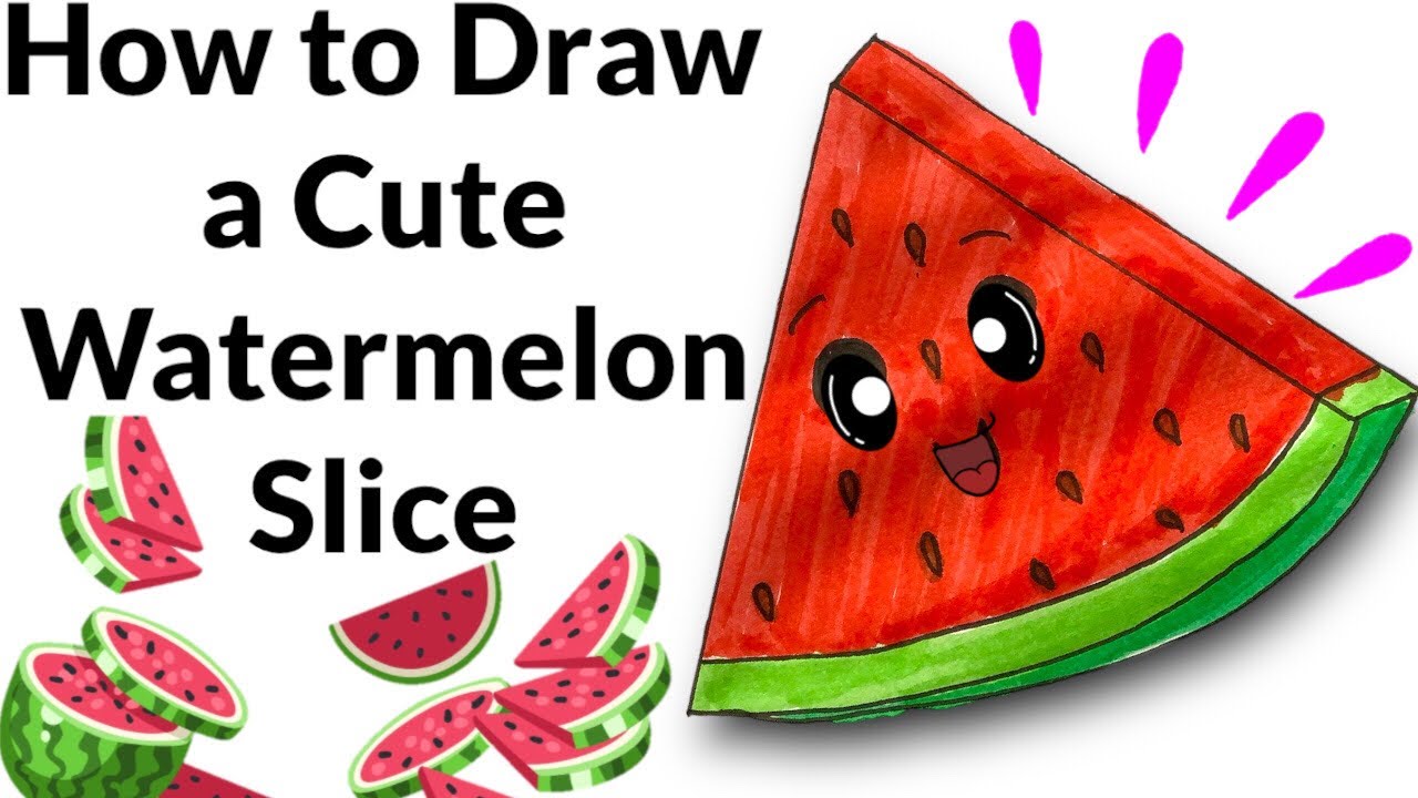Learn How to draw a cute & easy Watermelon🍉slice | Simple Watermelon ...
