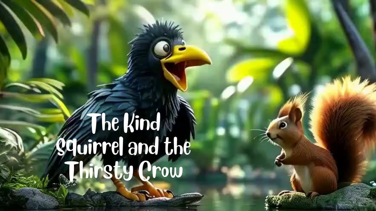 The Kind Squirrel and the Thirsty Crow | Moral Story in English | Kids ...