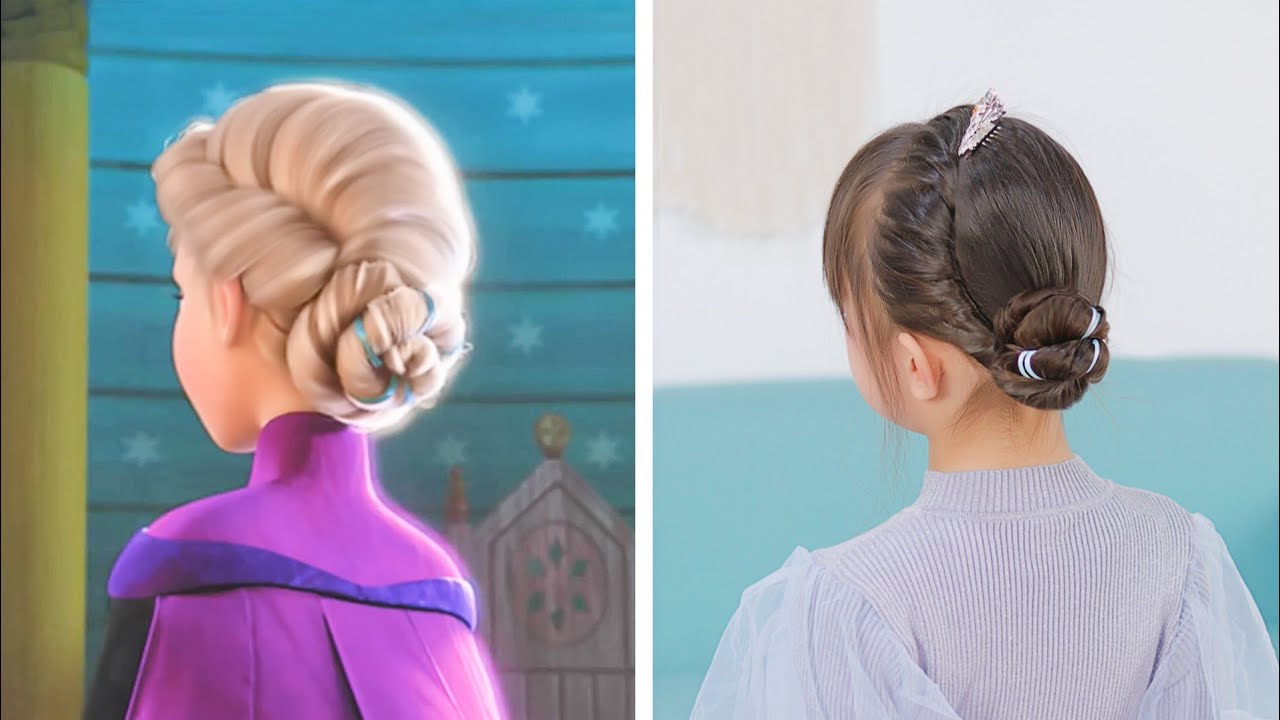 Elsa's Coronation Bun in 3 Mins! ️ From Playground to Ice Throne 手残妈逆袭 ...