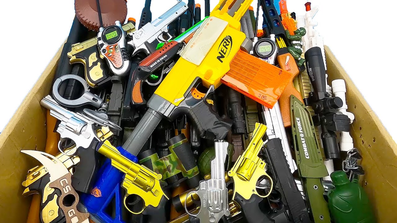 INSANE Toy Gun Box Unboxing! Nerf Blaster, Golden Desert Eagle, Sniper ...