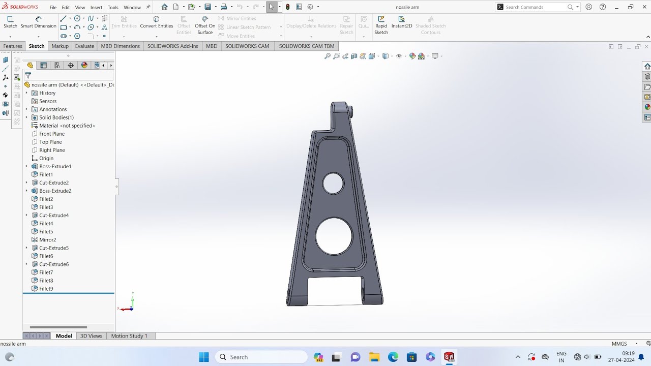 Simple SolidWorks Tutorial: Create a Nose Arm #solidworks @Free_cad ...