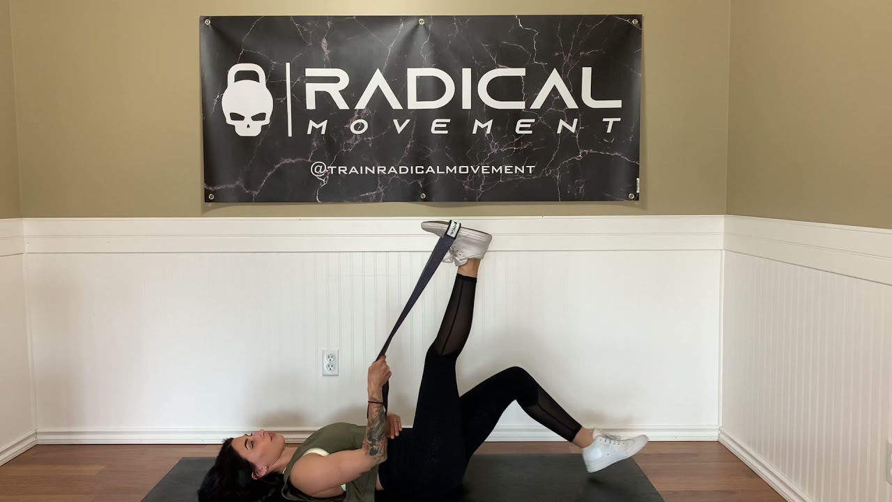 Banded hamstring stretch - YouTube