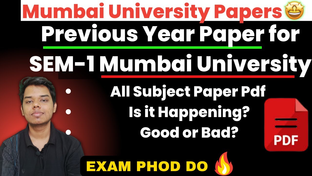 Previous Year Paper for SEM-1 Mumbai University 🔥 | All subjects Papers ...