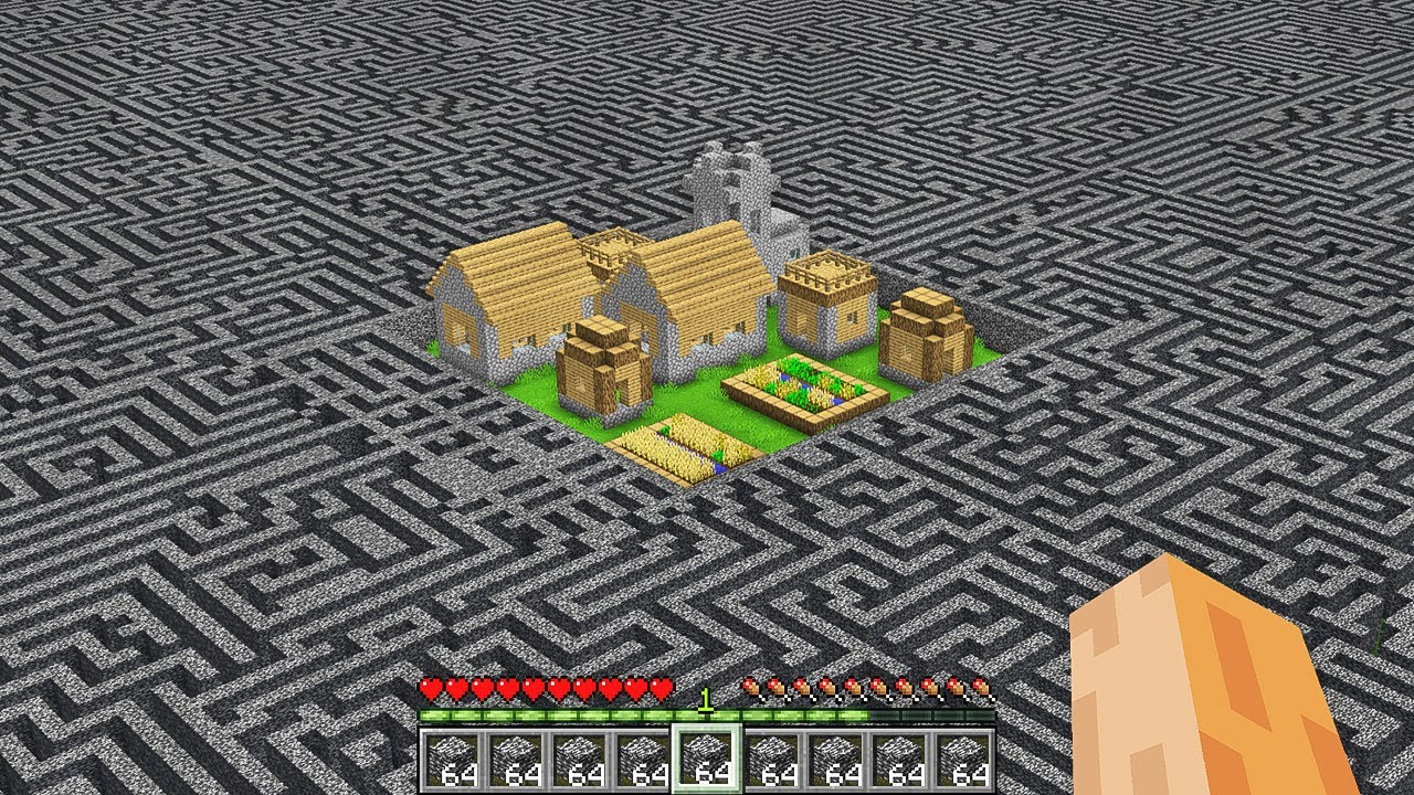 I found this ENDLESS BEDROCK MAZE Around Secret Village In Minecraft ...