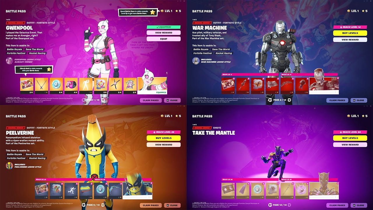All Absolute Doom Battle Pass Pages Showcase! - Fortnite Chapter 5 ...