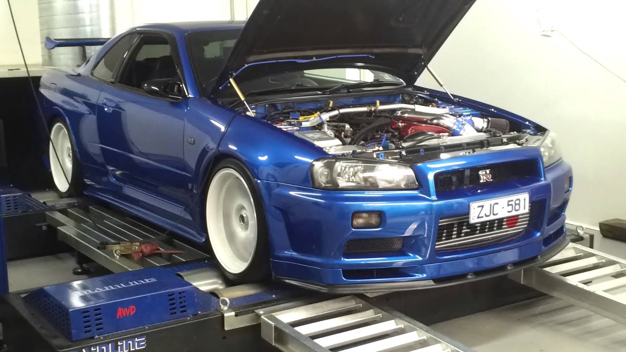 BNR34 GTR V-Spec II on the Mainline 4WD Dyno at RTR - YouTube