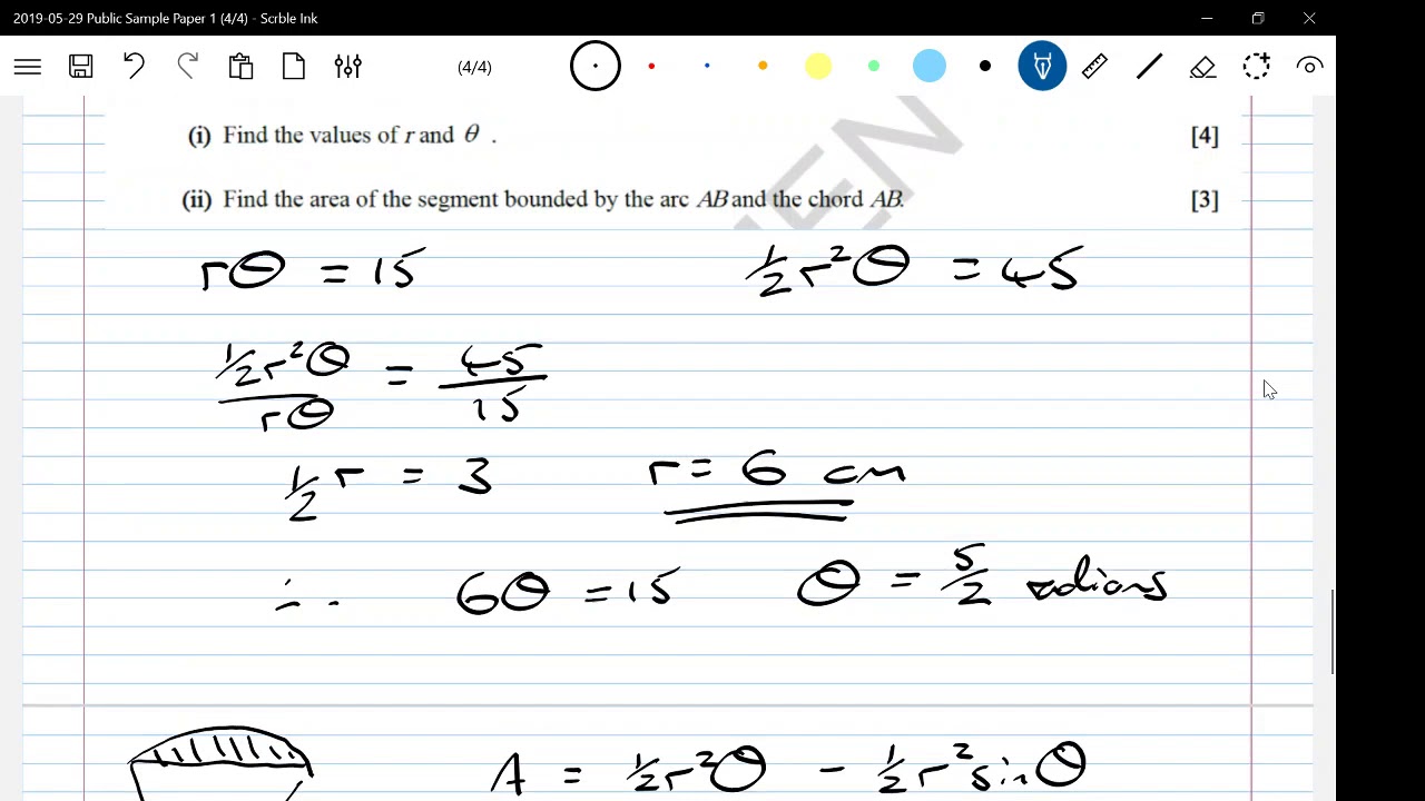 A Level Maths OCR Specimen Paper 1 q4 Radians - YouTube