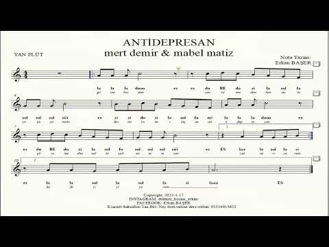 ANTİDEPRESAN (nakarat eşlik )yan flüt NOTALARI  la karar EŞLİKLİ altyapılı  #shorts