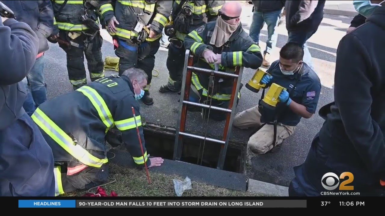 Elderly Man Falls 10 Feet Into Storm Drain On Long Island - YouTube