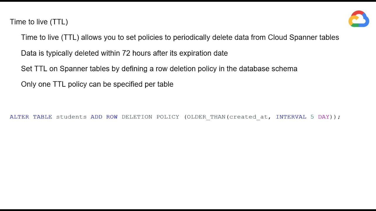 007 - Google Cloud - Cloud Spanner – TTL - YouTube