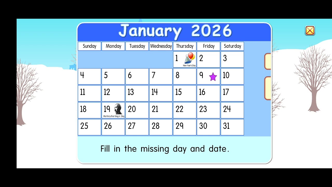 Starfall calendar January 9, 2026 - YouTube