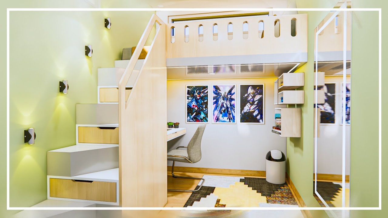 Unique Loft Bed Idea For Small Room (2x3 Meters Bedroom) - YouTube