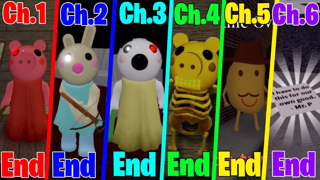 Piggy - All *6* Endings (Chapter 1 - 6) Roblox - YouTube