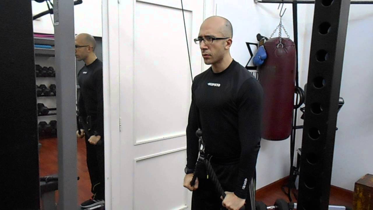 TRICIPITI : ESTENSIONI AL CAVO CON CORDA - YouTube