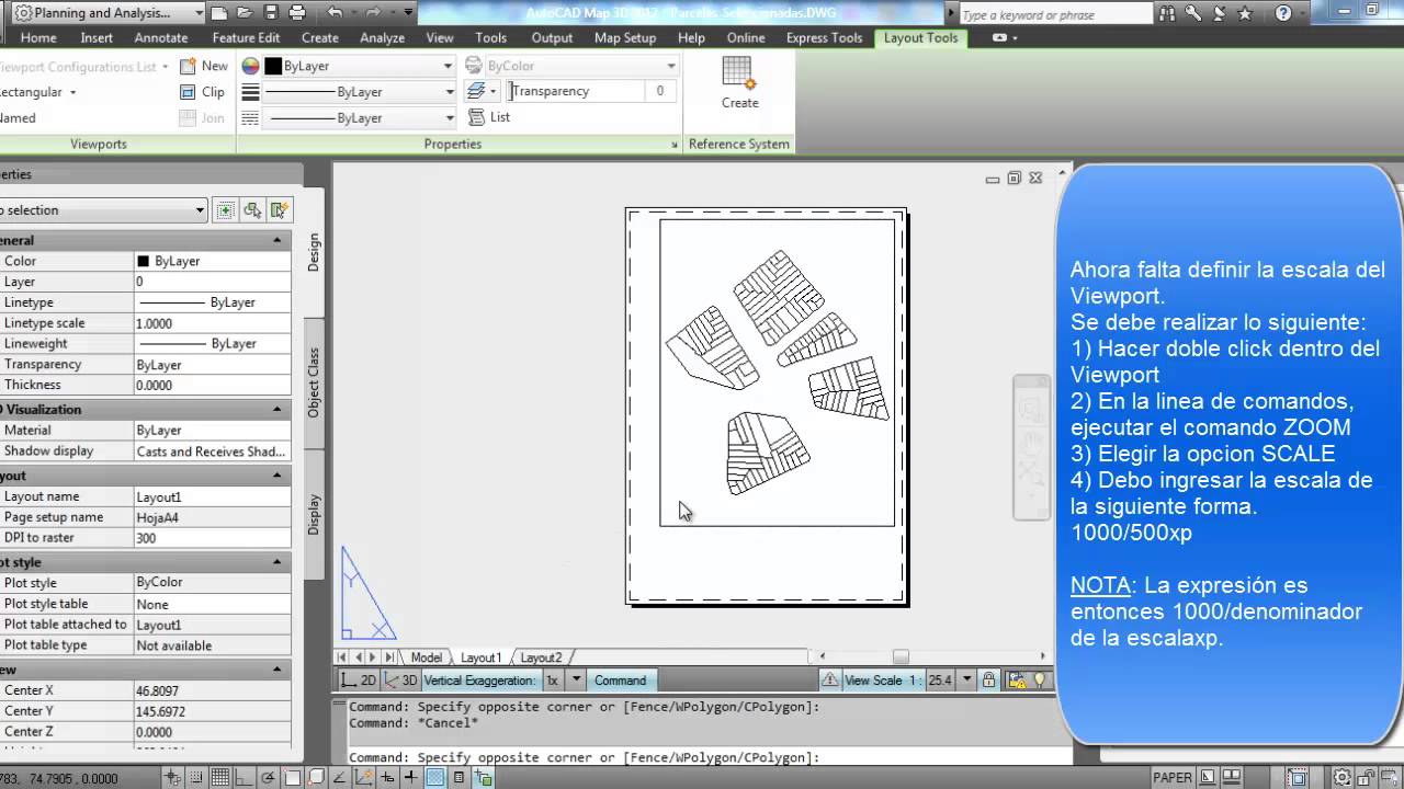 Configuración de un Viewport y su escala para plano de Autocad Map 2012 ...