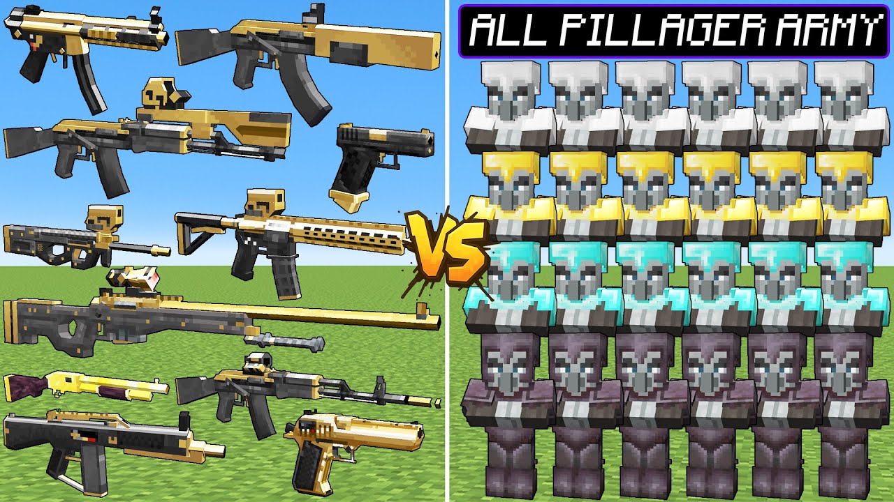 What TaCZ Gold Gun Can Defeat The Most All Pillager Mobs Army in ...