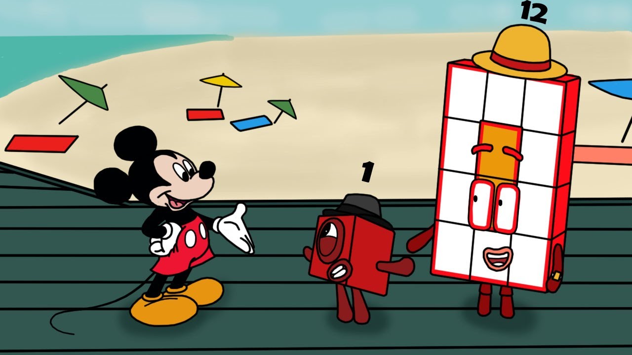 Numberblocks 1 and Numberblocks 12 meet Mickey Mouse- Numberblocks ...