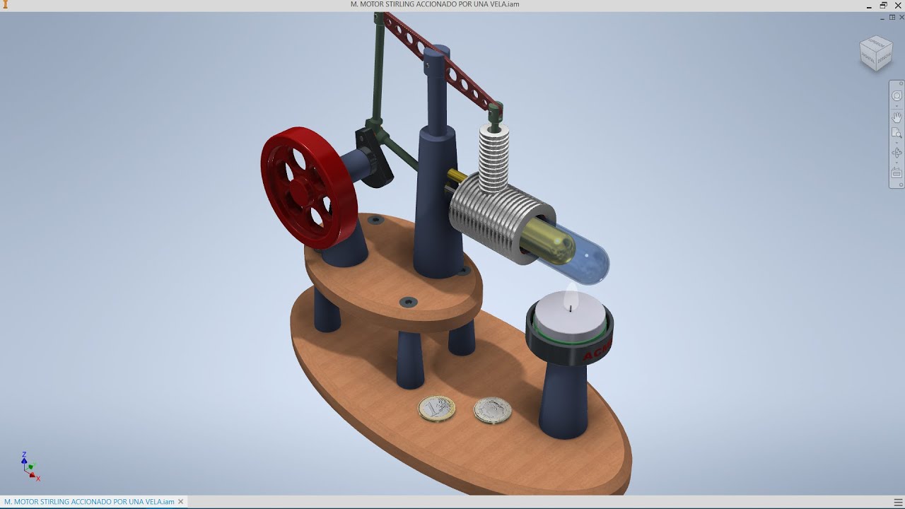 AUTODESK INVENTOR MAQUETA DE UNA MOTOR STIRLING ACCIONADO POR UNA VELA ...