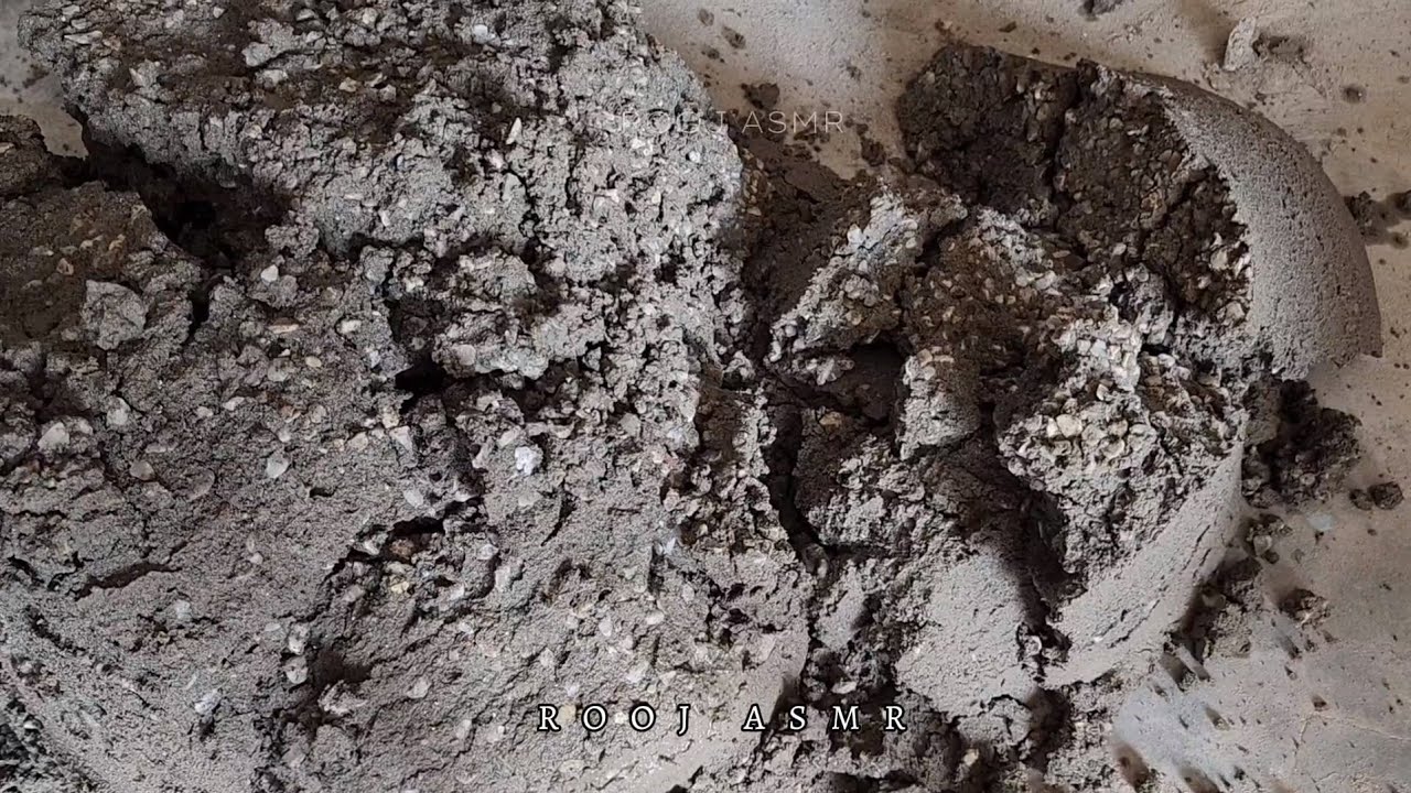 ASMR ♡ White Stoney Sand Cement Damp Crumbling on Floor/Bowl 🤍 ...