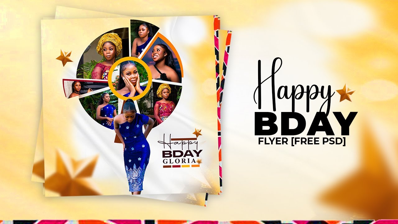 How To Design Happy Birthday Flyer in Photoshop | Free PSD File - YouTube