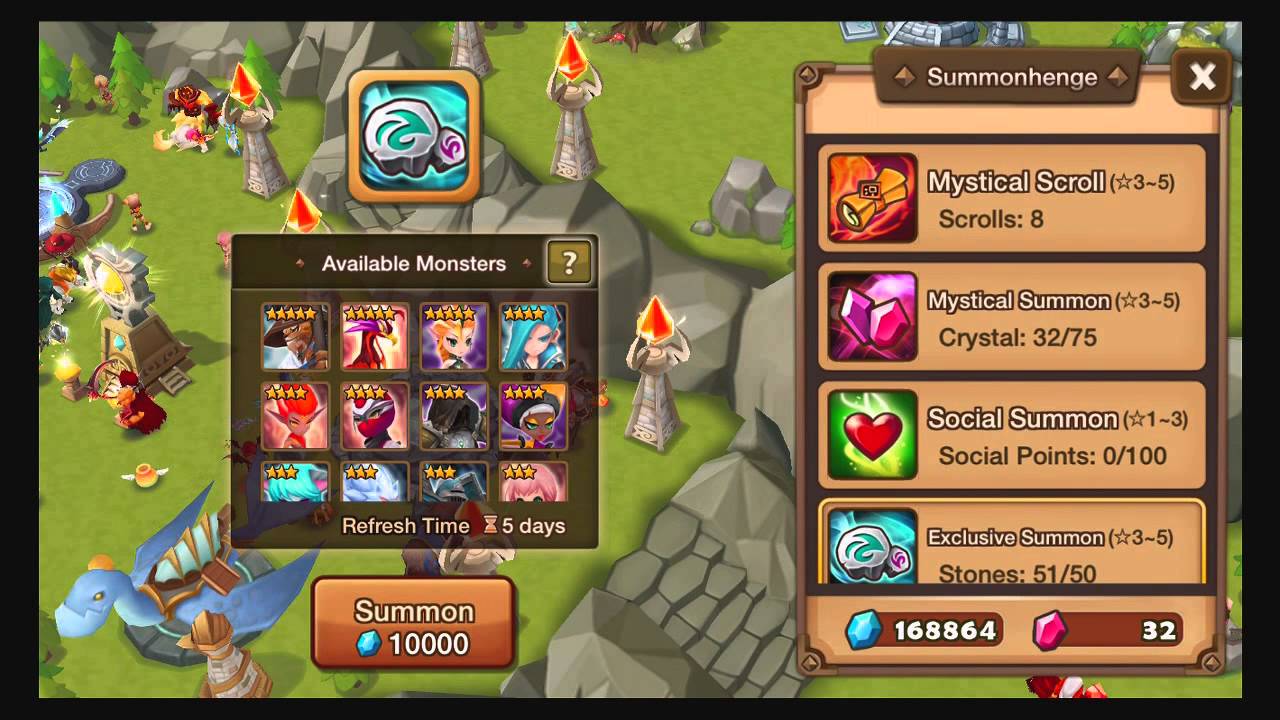 Summoners War - 100x Summoning Stones, 11x Mystical Scrolls, 1x Light ...