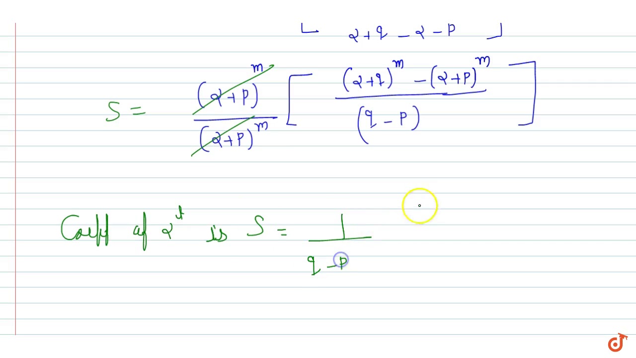 Co-efficient of `alpha^t` in thet expansion of `(alpha+p)^(m-1)+(alpha ...