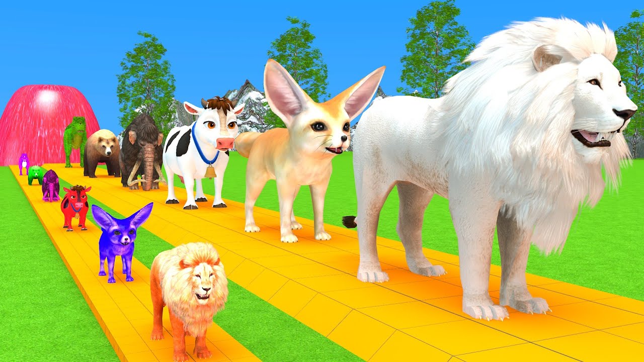 Paint & Animals Cow,Rabbit,Lion,Panther,Dog,Weasel Fountain Crossing ...
