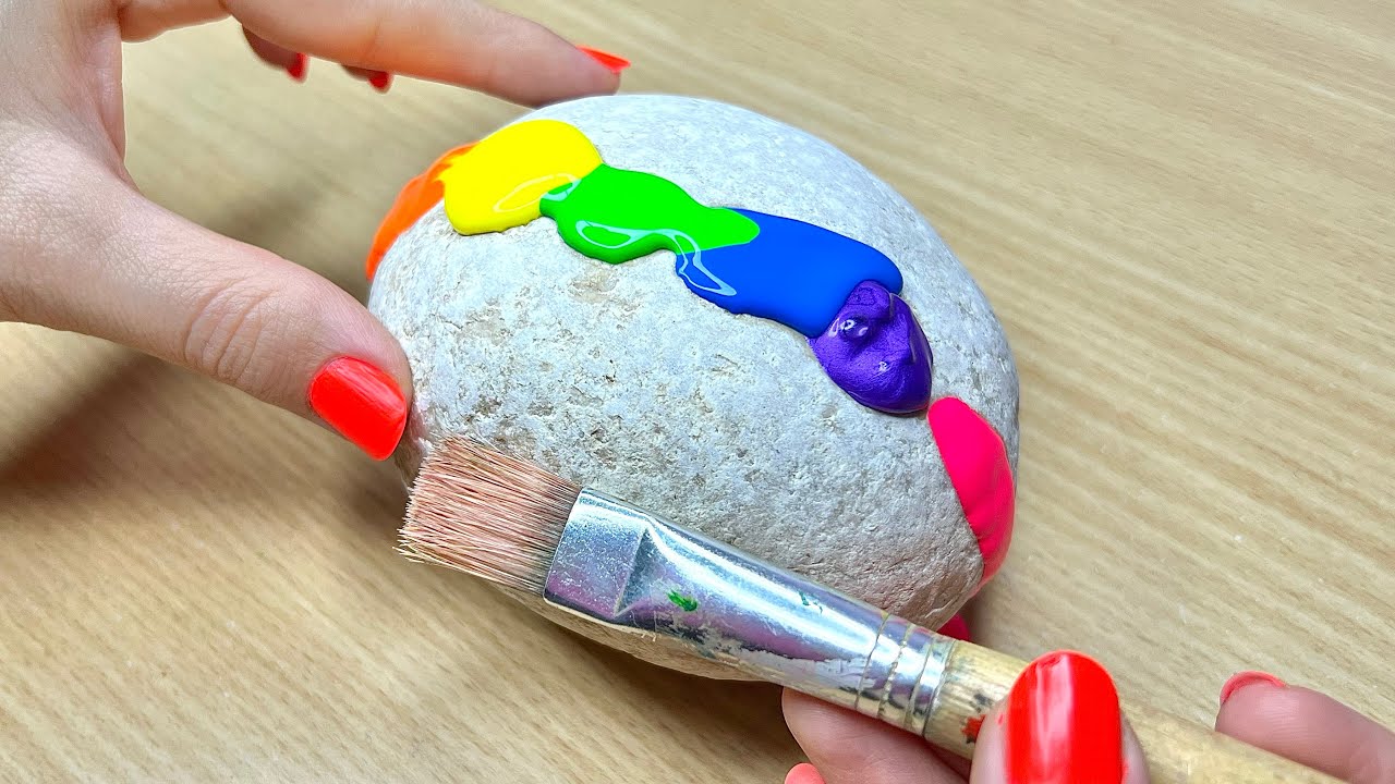 LOVE ️ Easy Stone Painting | Satisfying Acrylic Painting on Stone - YouTube