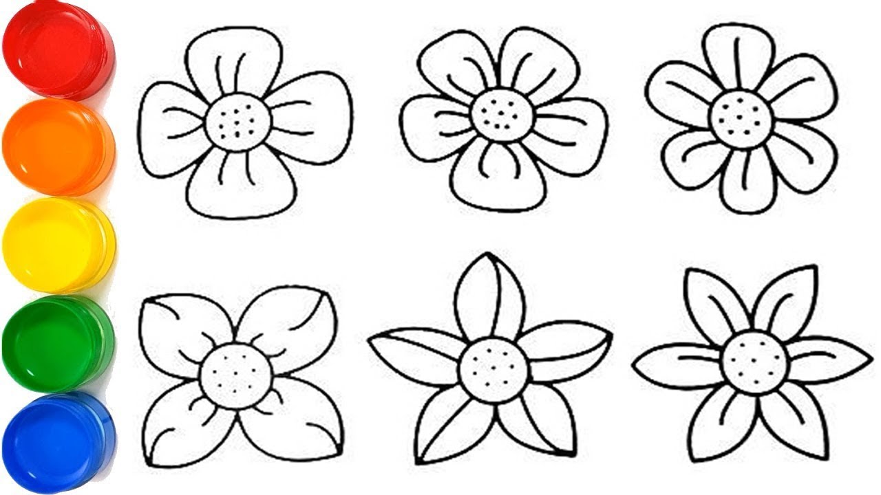 How to Draw Same Rainbow Flowers Easy. KS ART - YouTube