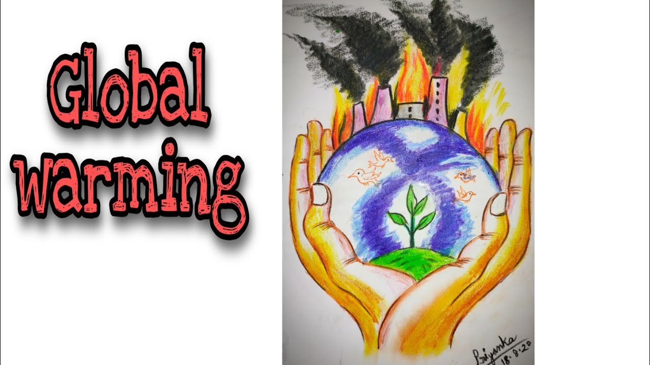Global warming Drawing with pastel colours//How Draw a Globala warming ...