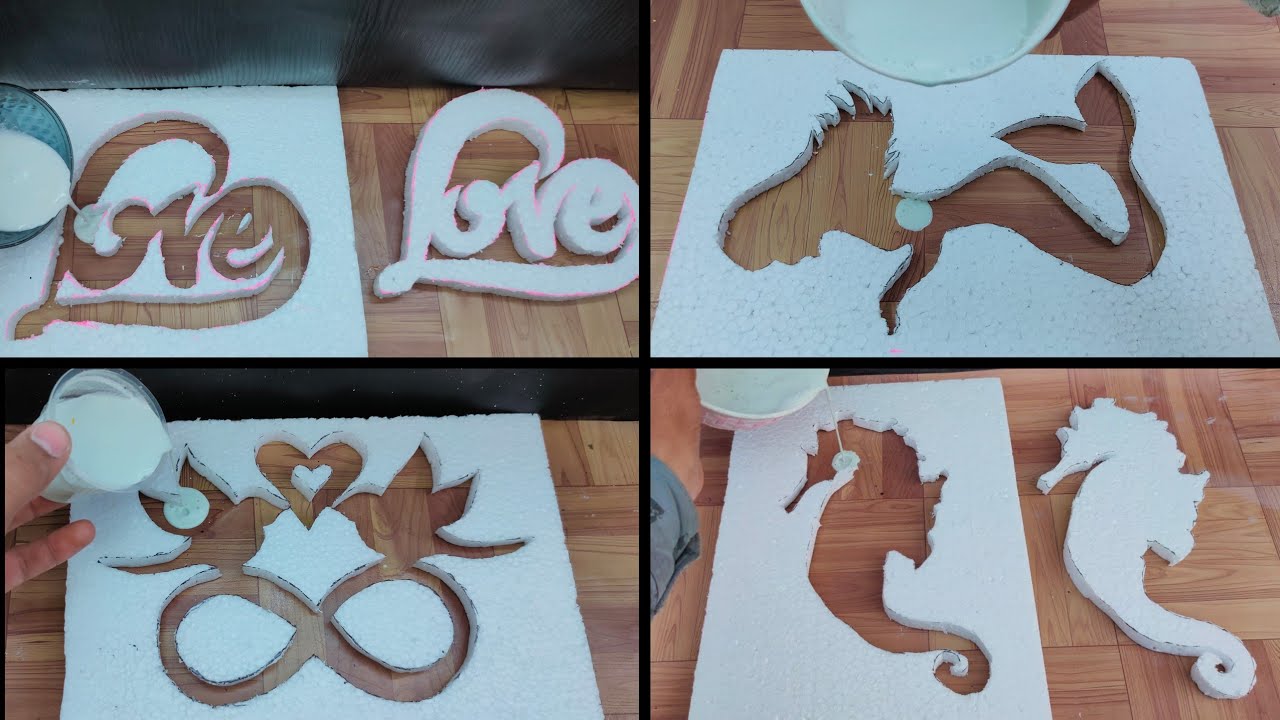 4 Easy Craft Home Decoration // 4 Easy white Cement craft ideas // Home ...
