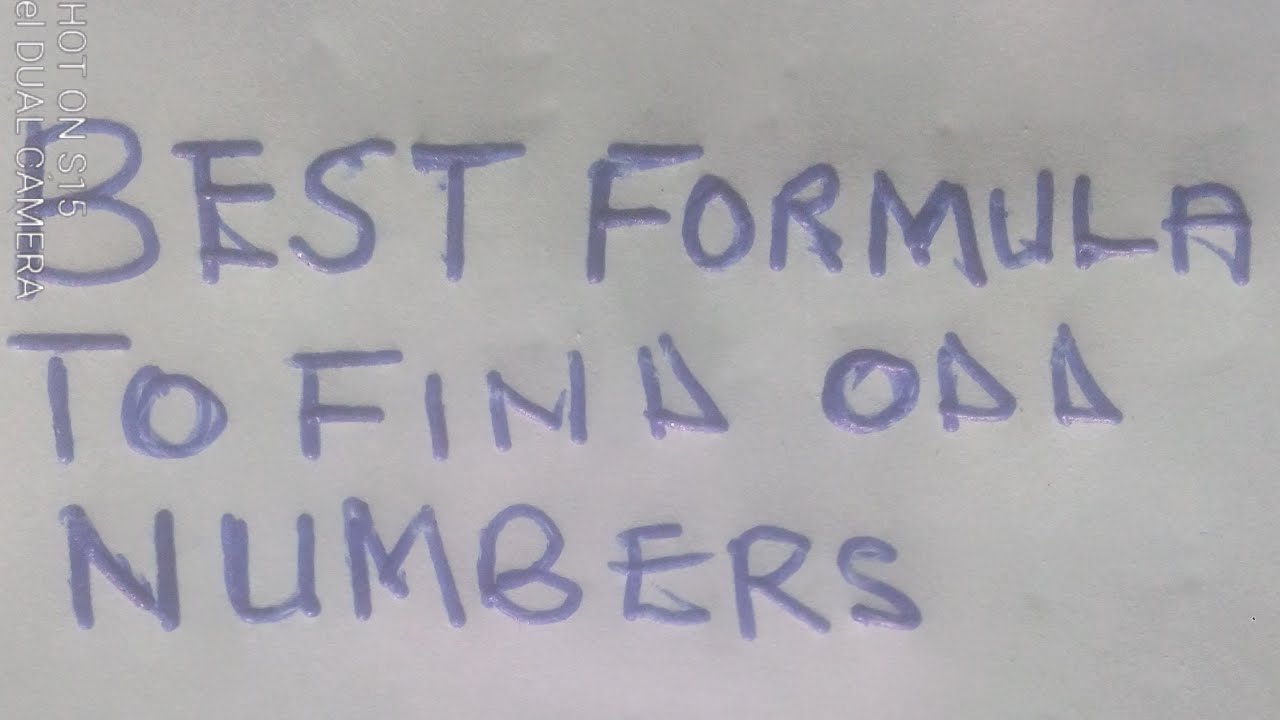 "MATHS TRICKS,NO.1 BEST FORMULA TO FIND ODD NUMBERS" - YouTube