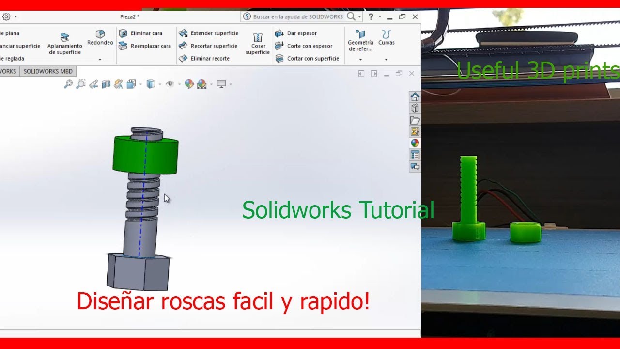 Como hacer un PERNO en SolidWorks Perno y Tuerca Con Rosca [2018 ...