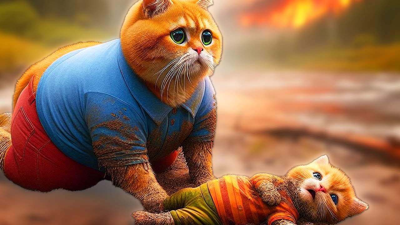 Brave Orange Cat Rescues Kitten from Forest Fire! - YouTube