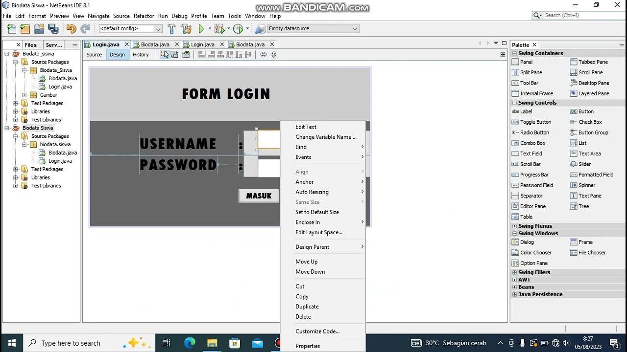 CARA MEMBUAT HALAMAN LOGIN DENGAN FILE TXT DAN JAVA NETBEANS - YouTube