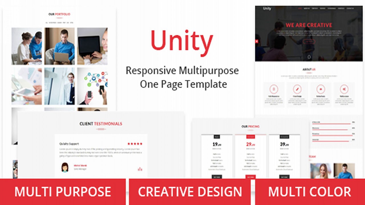 Unity - One Page Multipurpose Responsive Template | Themeforest Website ...