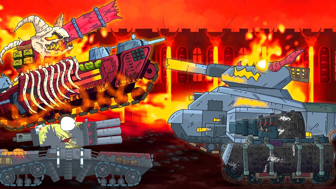 Batalla de tanques de miedo. Tanques de guerra dibujos animados ...