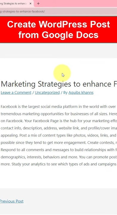Create WordPress Post from Google Docs Automatically | Blogging Made Easy - YouTube