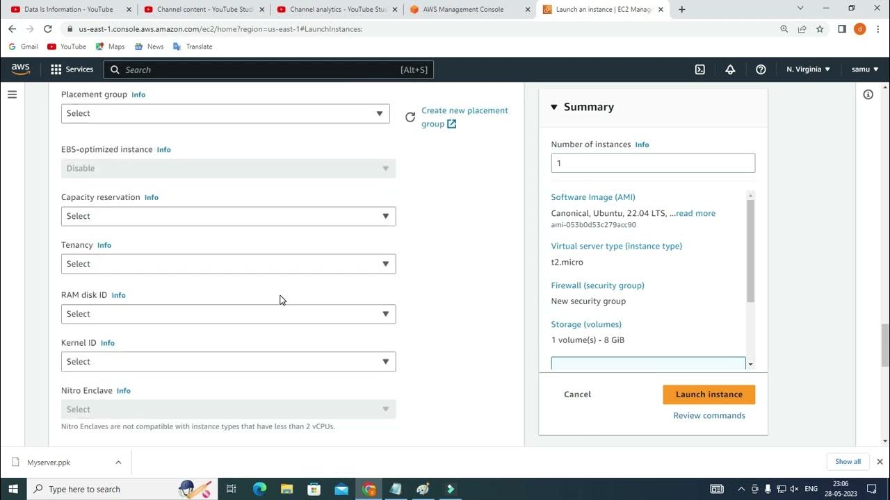 How to create EC2 Instance? free tier | Beginner Level ec2 machine created. - YouTube