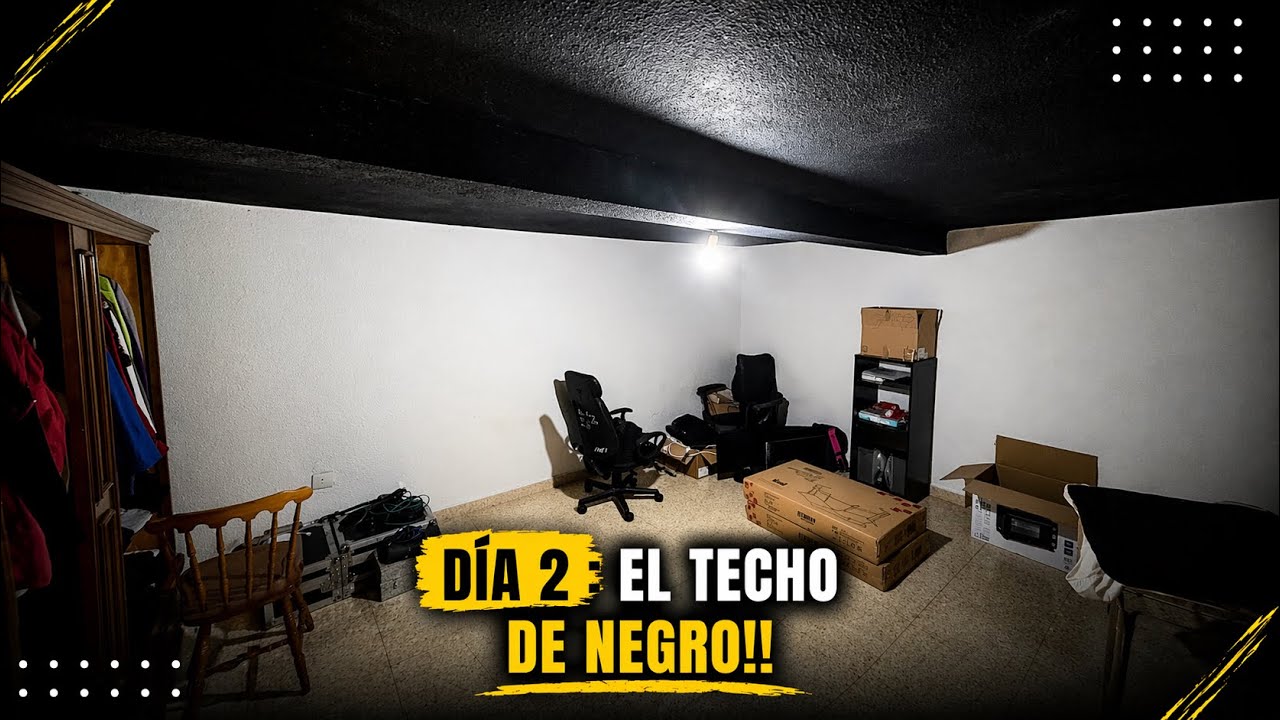 Día 2: Pinto el techo de color NEGRO!! | SKRR MUSIC ROOM | ByTANA - YouTube