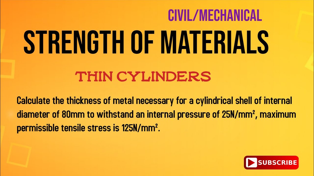 Calculate the thickness of metal necessary for a cylindrical shell of ...