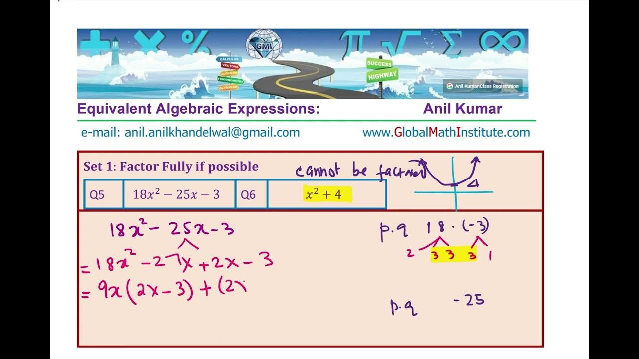 Polynomial Factoring Skills Set 1 Equivalent Algebraic Expressions ...
