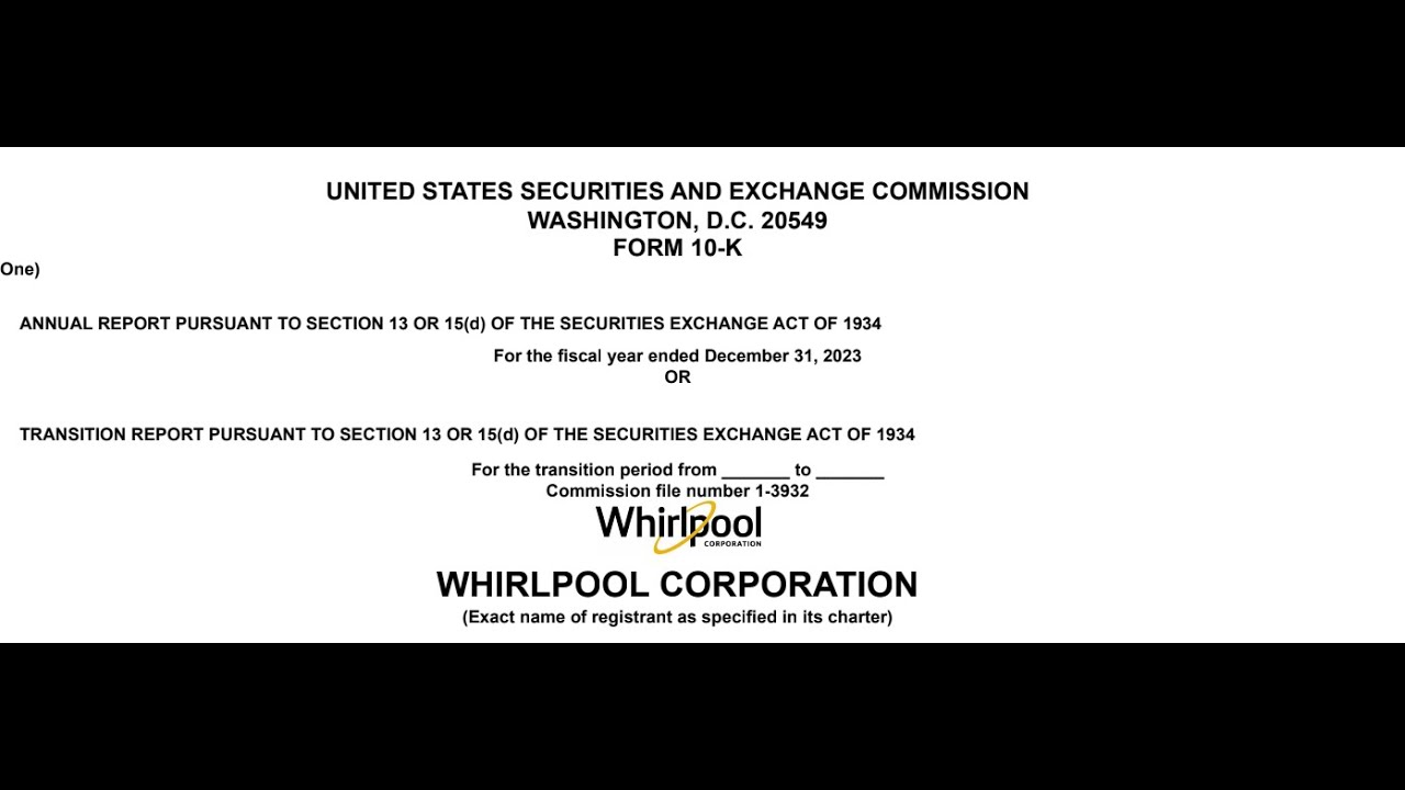 WHIRLPOOL CORPORATION - Ticker Symbol WHR - Deep Dive 2024 - YouTube