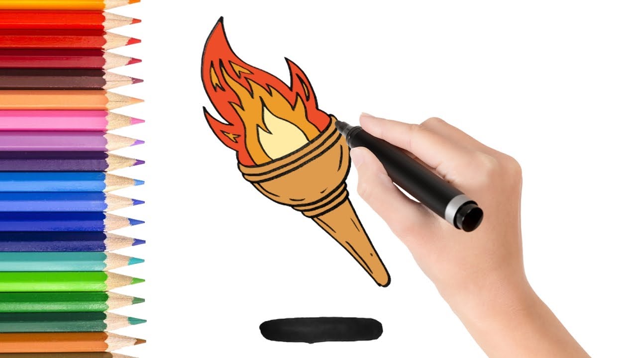 How to draw a cartoon torch - YouTube