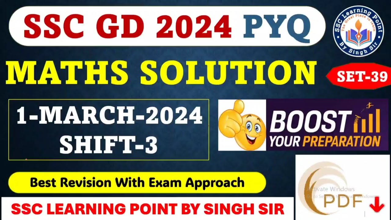 SSC GD 2024 MATHS (1 March, 2024 3rd shift) || SSC GD Maths Solution By ...